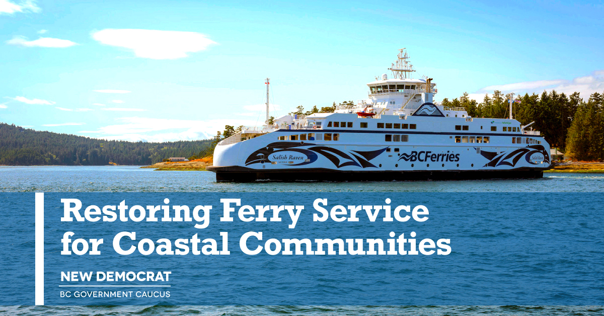 MLAs Sheila Malcolmson and Doug Routley welcome restored ferry service ...
