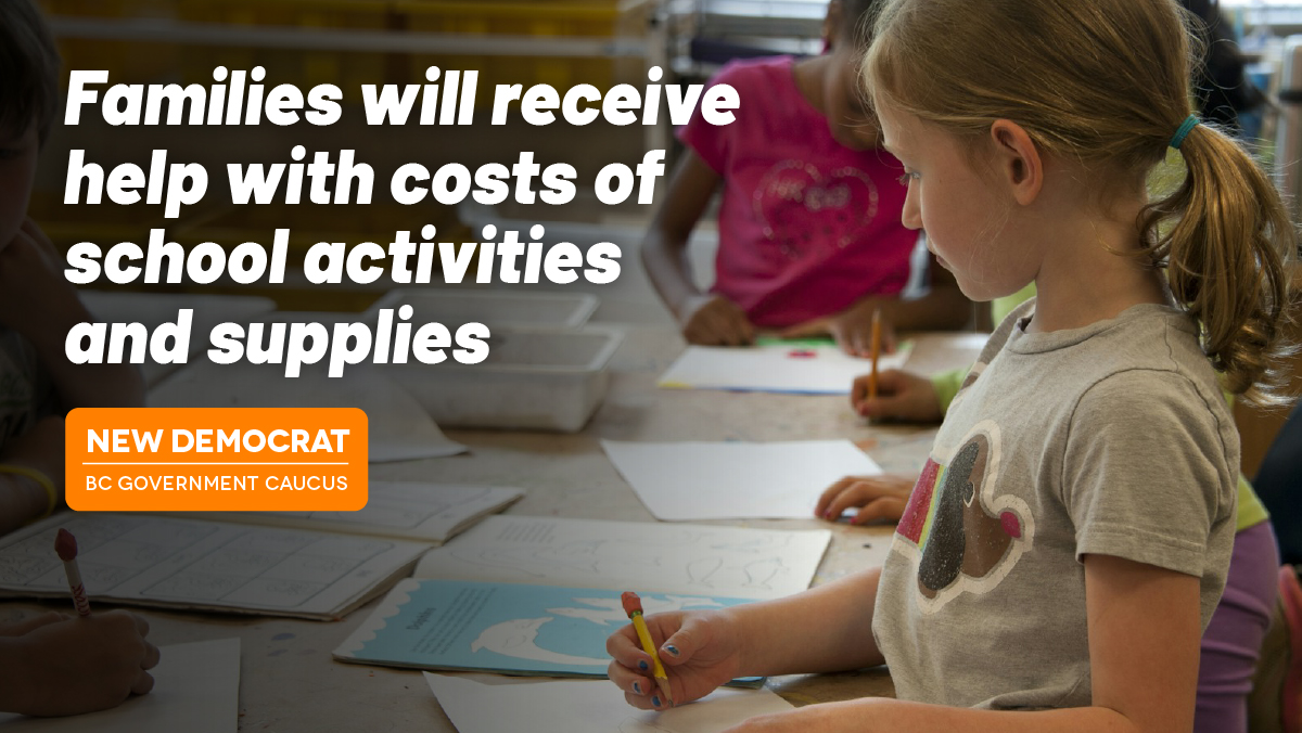 NDP MLA Pam Alexis says families will receive help with costs of school ...
